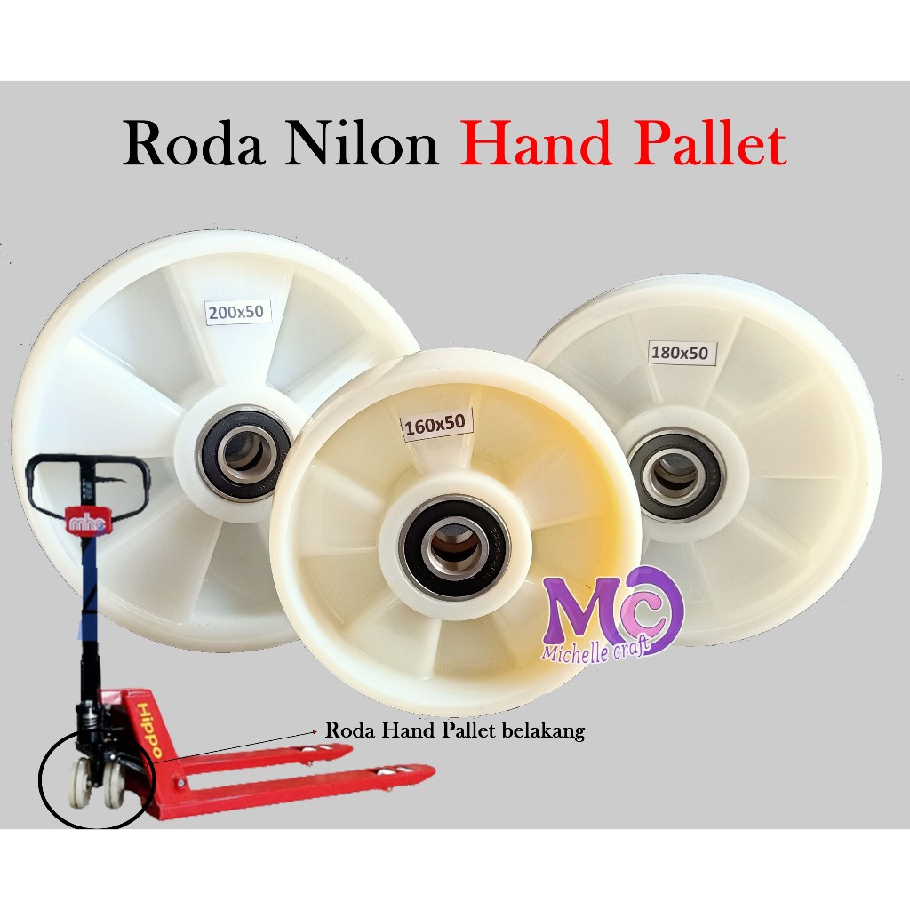 Jual Roda Hand Pallet Nilon160x50/180x50/200x50mm handpalet belakang ...