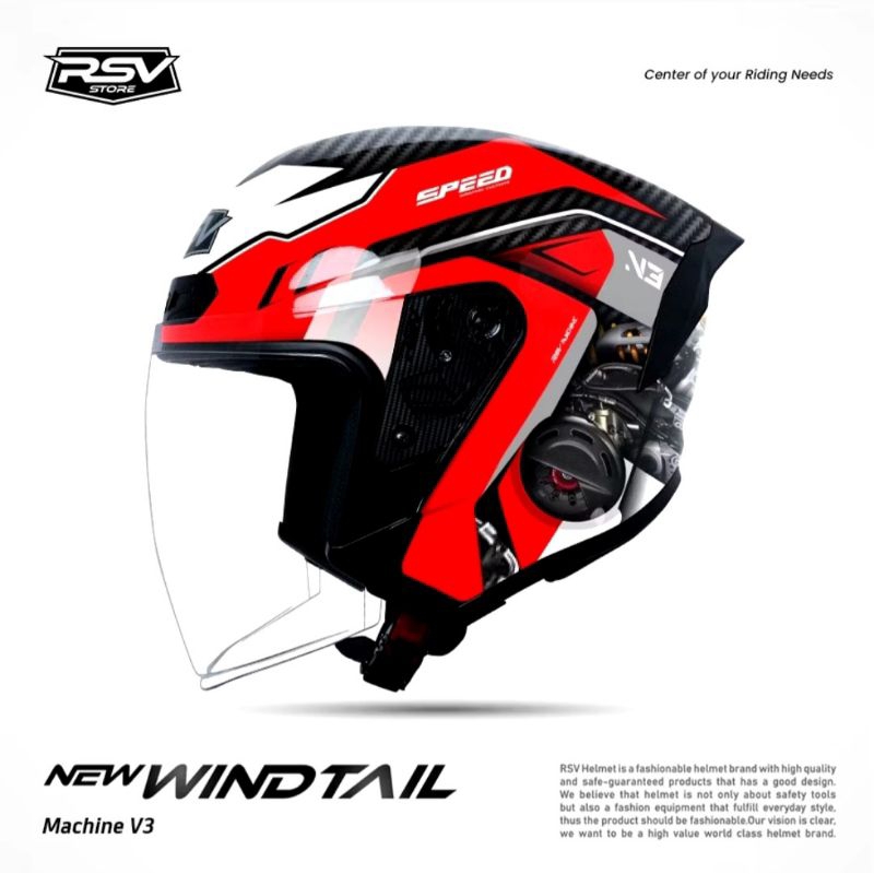 Jual Helm RSV New Windtail Machine V3 Single Visor | Shopee Indonesia