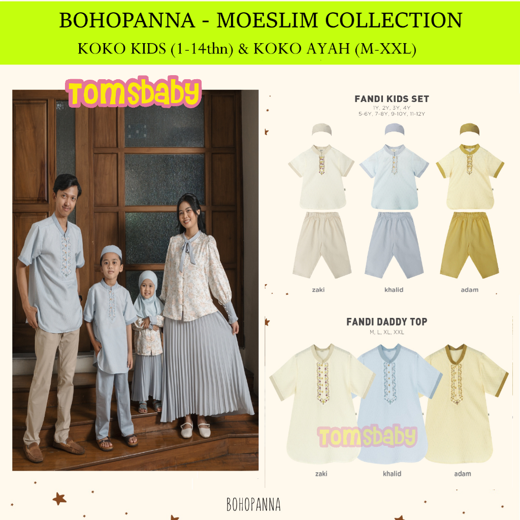 Jual [TOMS] BOHOPANNA (1set) FANDI koko KIDS & AYAH Set | RAMA Set | Baju Muslim Koko Anak Laki2 ...