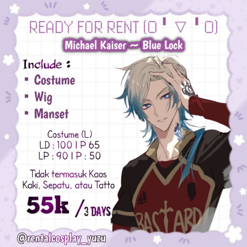 Jual RENTAL SEWA COSTUME COSPLAY KAISER BLUE LOCK KOSTUM ANIME COSPLAY ...
