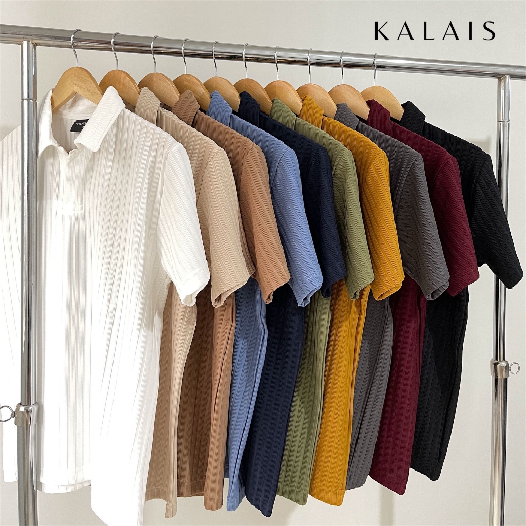 Jual KALAIS Stripe Polo Shirt Knit Pria Slim Fit | Shopee Indonesia
