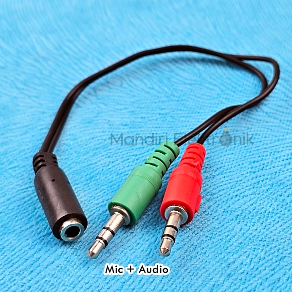Jual Kabel Splitter Audio 1 Female To 2 Male Microphone and Headphone ...