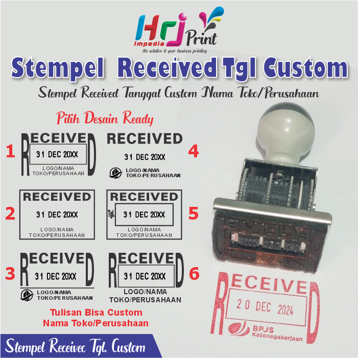 Jual Stempel Received Dengan Tanggal Tulisan Custom | Stempel Received Custom Nama Toko Nama ...