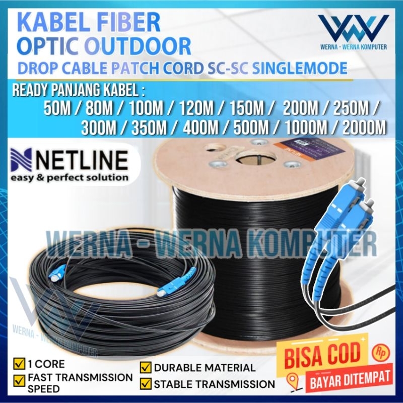 Jual Kabel FIBER OPTIC FO 350 Meter FO FTTH Single Mode SC-SC NETLINE ...