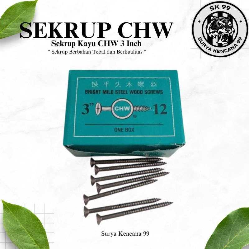 Jual Sekrup Skrup Kayu CHW + 3" Inch x 12 Wood Screw CHW Per Kotak ...