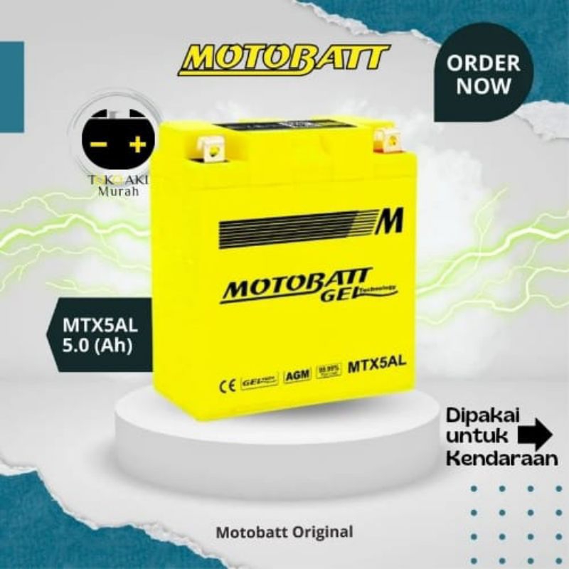 Jual AKI MOTOR MOTOBATT MTX5AL ORIGINAL / GM5Z-3B / HONDA ASTREA GRAND / SUPRA / SHOGUN / YAMAHA ...