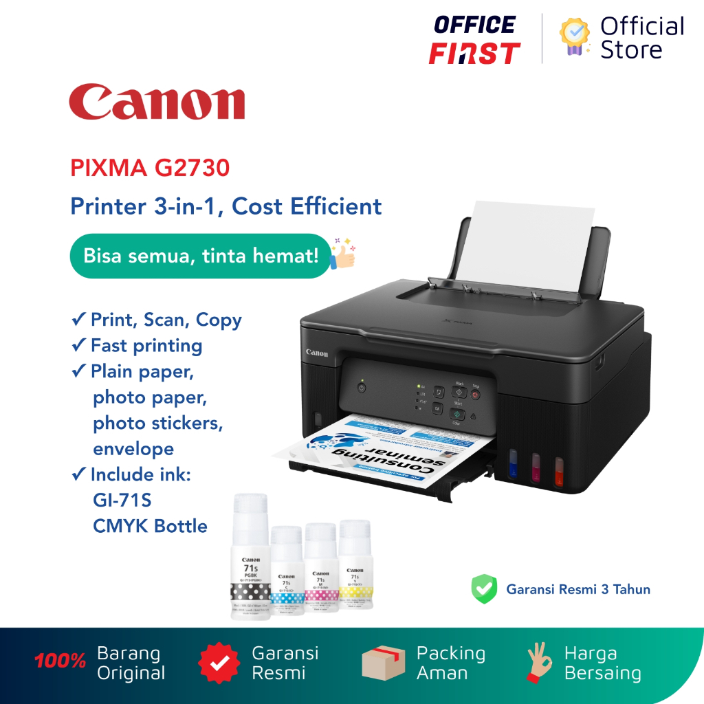 Jual Printer Canon PIXMA G2730 Ink Tank Print Scan Copy / GI-71S Black ...