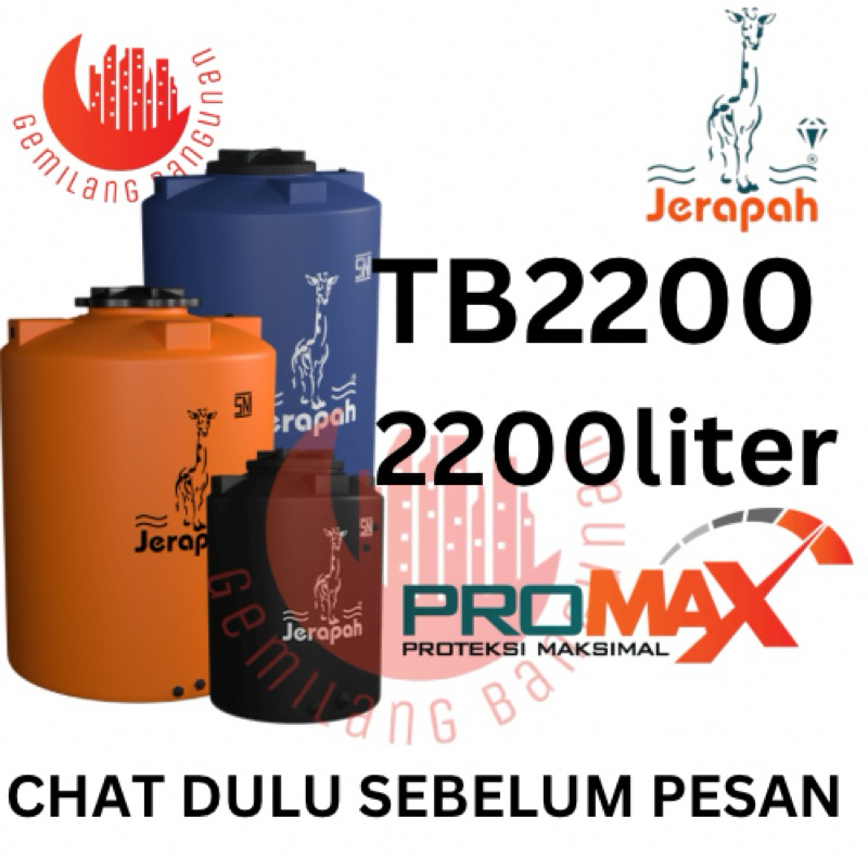 Jual Tangki Air JERAPAH PROMAX / Toren Air JERAPAH PROMAX TB 2200 ( 2200 Liter ) | Shopee Indonesia