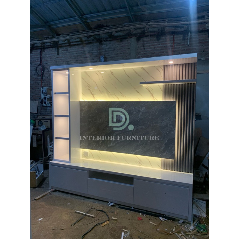 Jual backdrop tv/ rak tv /buffet tv /stand tv hpl | Shopee Indonesia