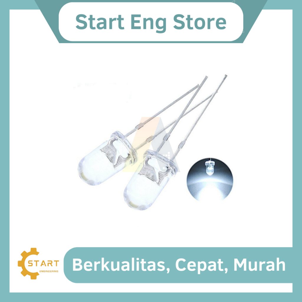 Jual 5pcs LED 5MM SUPER BRIGHT WHITE PUTIH | Shopee Indonesia
