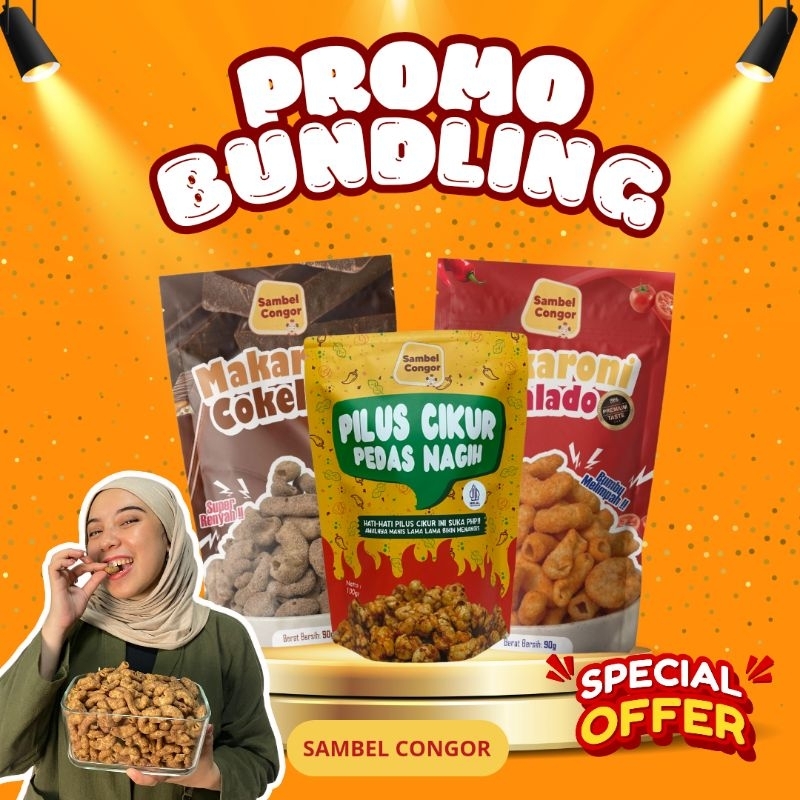 Jual PROMO Makaroni isi 3 Rasa Cokelat Balado dan Pilus Cikur Pedas Nagih (Cemilan enak, snack ...