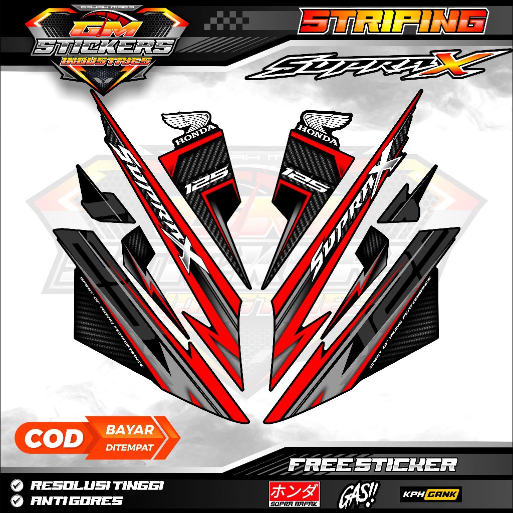 Jual STRIPING STIKER VARIASI HONDA SUPRA X 125 KARBU 2008-2012 KARBON ...