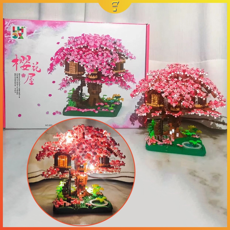 Jual DIY Flower Bricks Bunga Jepang Sakura LED Lampu Pot Tanaman Hadiah ...