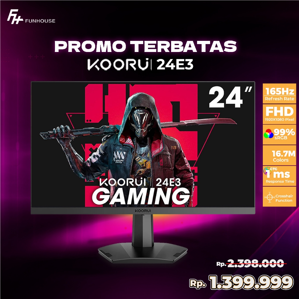 Jual KOORUI 24E3 24 inch FHD GAMING MONITOR 165Hz 1ms GTG IPS PANEL ...