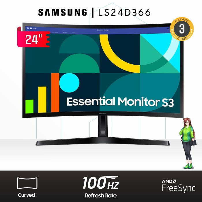 Jual Monitor Curved Samsung LED 24" LS24D366 FHD 100Hz FreeSync ...