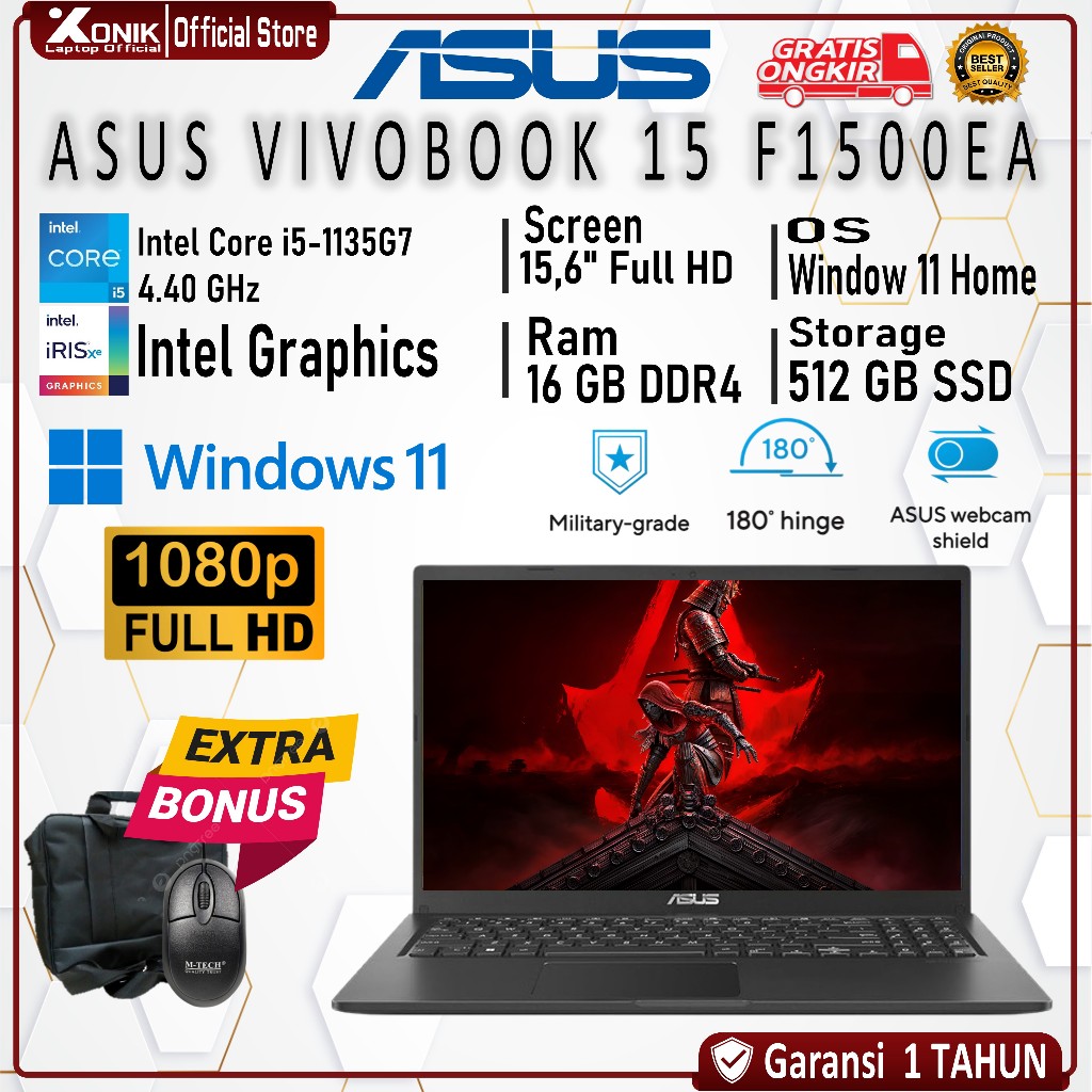 Jual Laptop Asus Vivobook 15 F1500EA intel i5 1135G7 16GB 512GB 15,6 ...