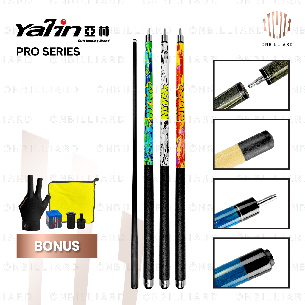 Jual YALIN PRO SERIES Play Cue Stick Carbon Low Deflection Stik ...