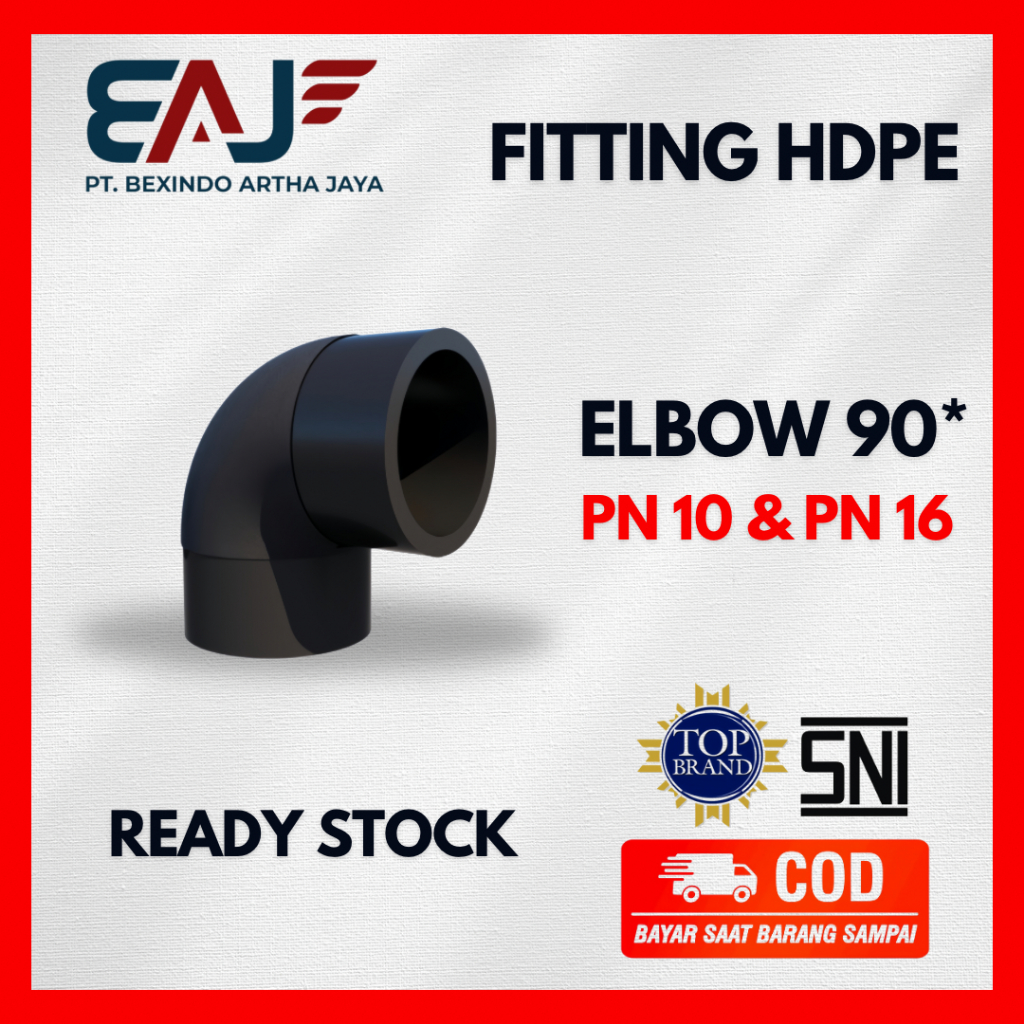 Jual Elbow Pipa Hdpe 90* Ukuran 10 Inch 250 mm PN 10 dan PN 16| Elbow Fitting Pipa Hdpe ...