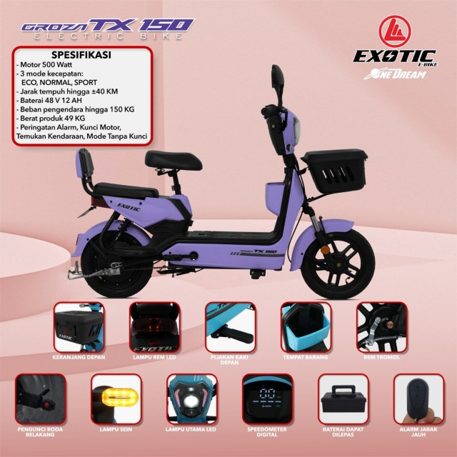 Jual SEPEDA LISTRIK EXOTIC GROZA TX 100 dan 150 | Shopee Indonesia