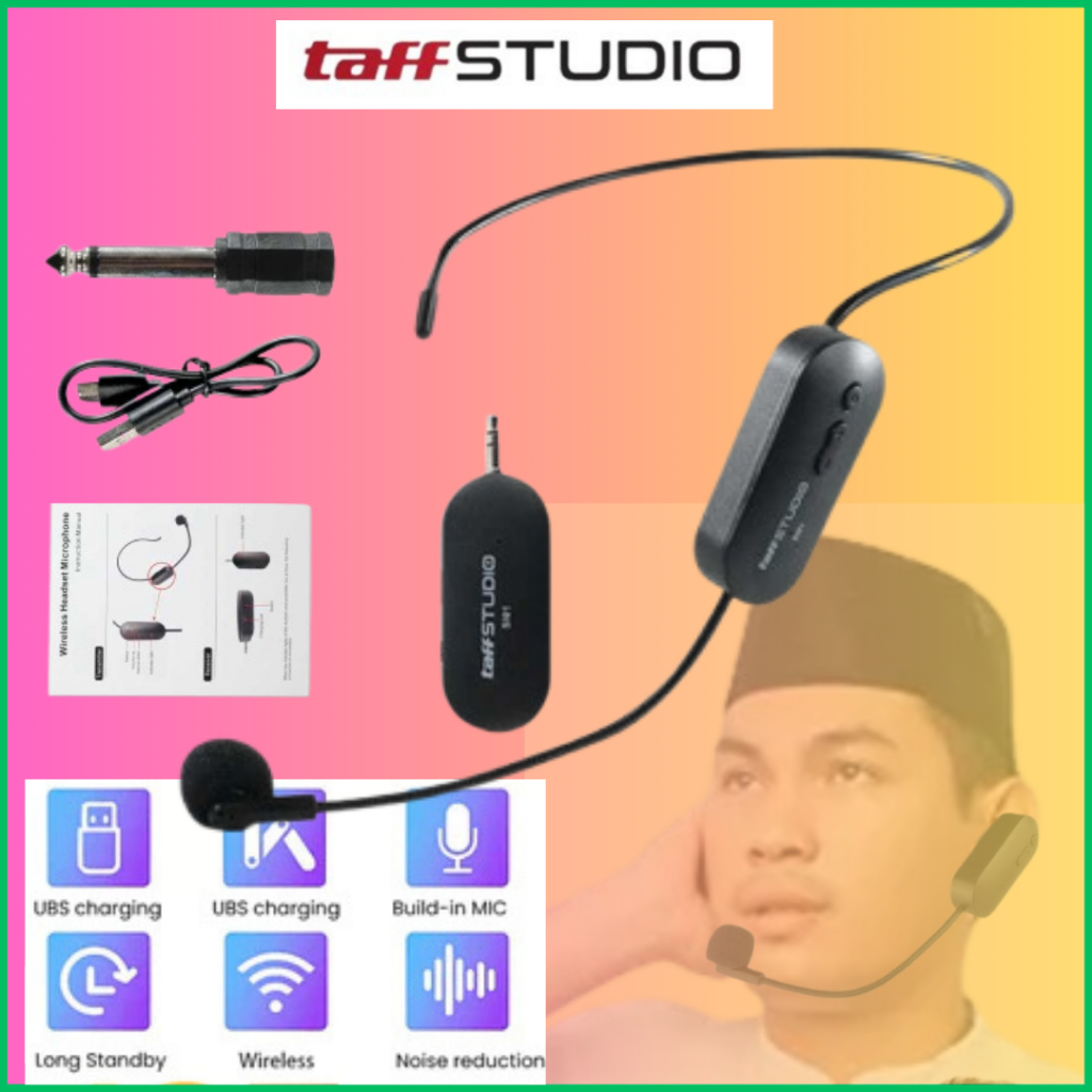Jual JAYA TaffSTUDIO mik mic Microphone wireless untuk mengajar bando imam mesjid headset ...