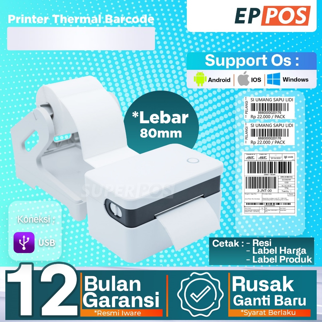 Jual [Ramadhan Sale] Printer A6 Thermal Barcode Set Holder 80mm - 100mm ...