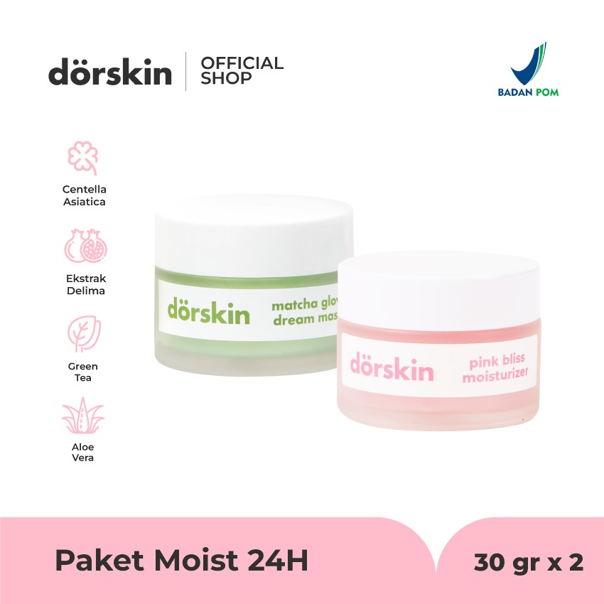 Jual Calm & Glow Skincare Pack – Dorskin Matcha Glow Dream Mask + Pink ...