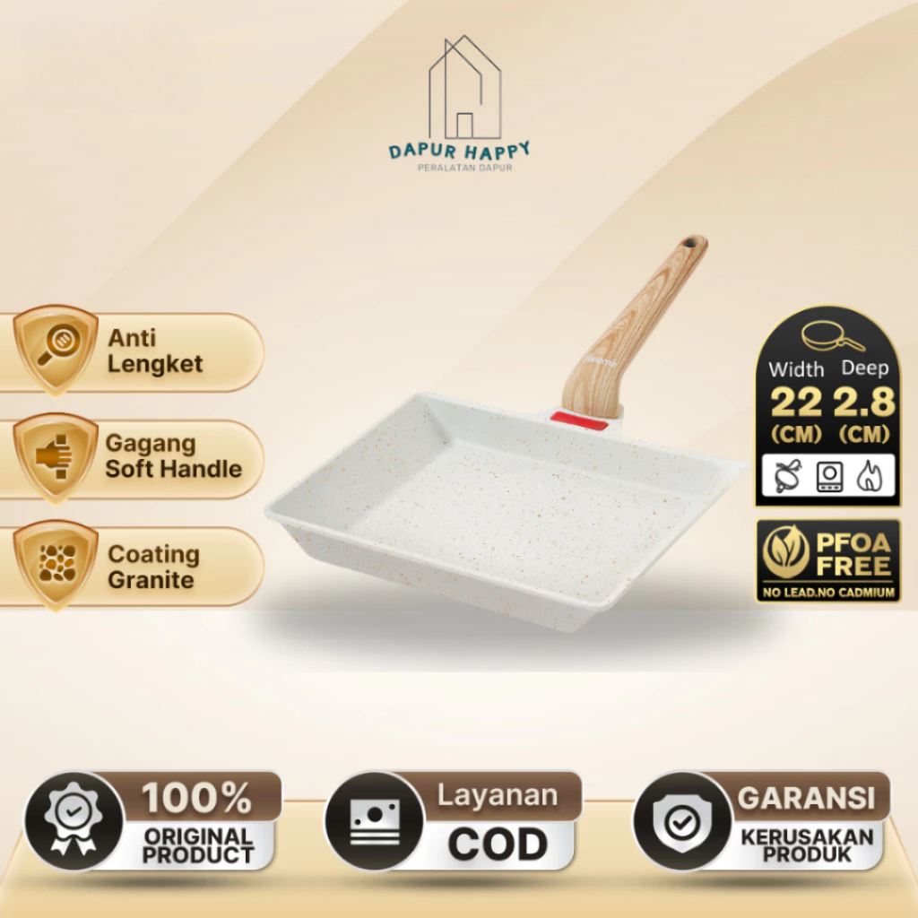 Jual [TERMURAH] freemir Teflon Telur 22cm Tamago Pan Anti Lengket untuk ...