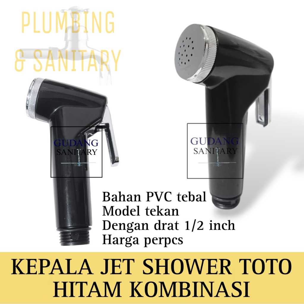 Jual Head jet shower toto PVC hitam kombinasi kepala jet shower pencet ...