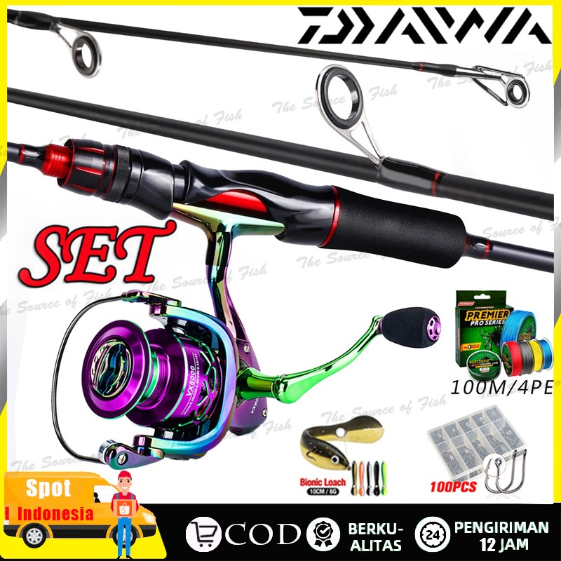 Jual Joran Pancing Set Full Set DAIWA Carbon Fiber Joran Dan VX1000-7000 Full Metal Reel Pancing ...