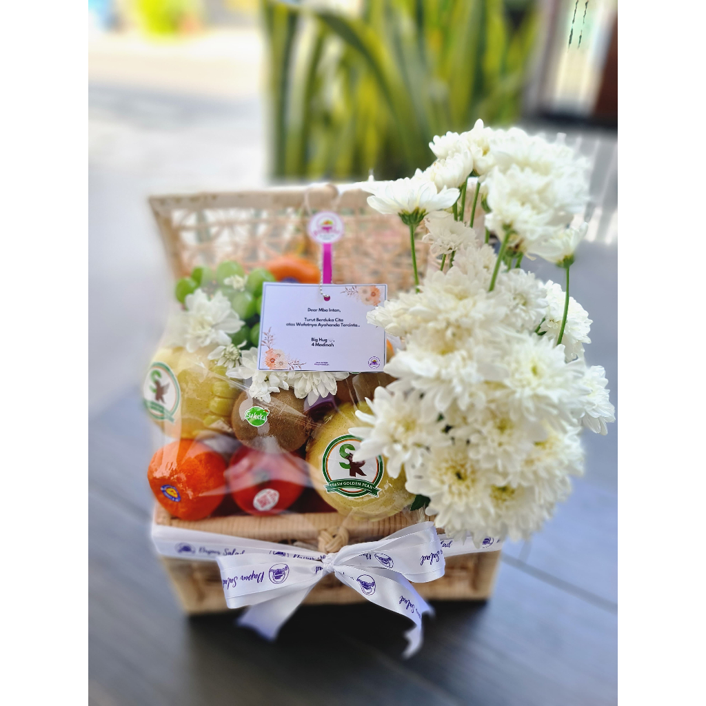 Jual Parcel Buah Segar Premium Parsel Rotan Kotak Full Bunga Free Kartu ...