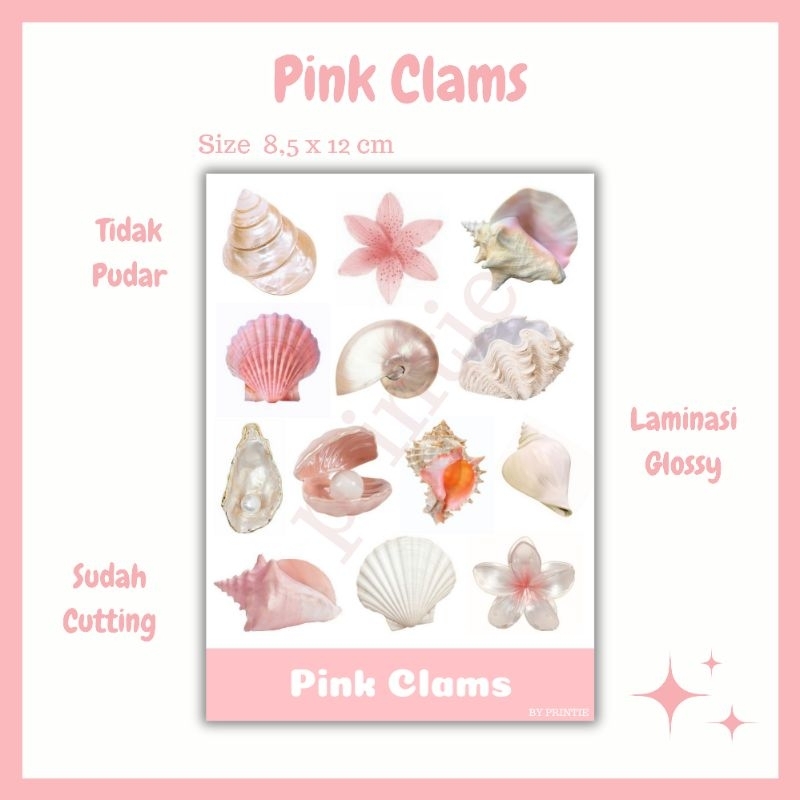 Jual [1 lbr] stiker sheet kisscut pink clams | Shopee Indonesia