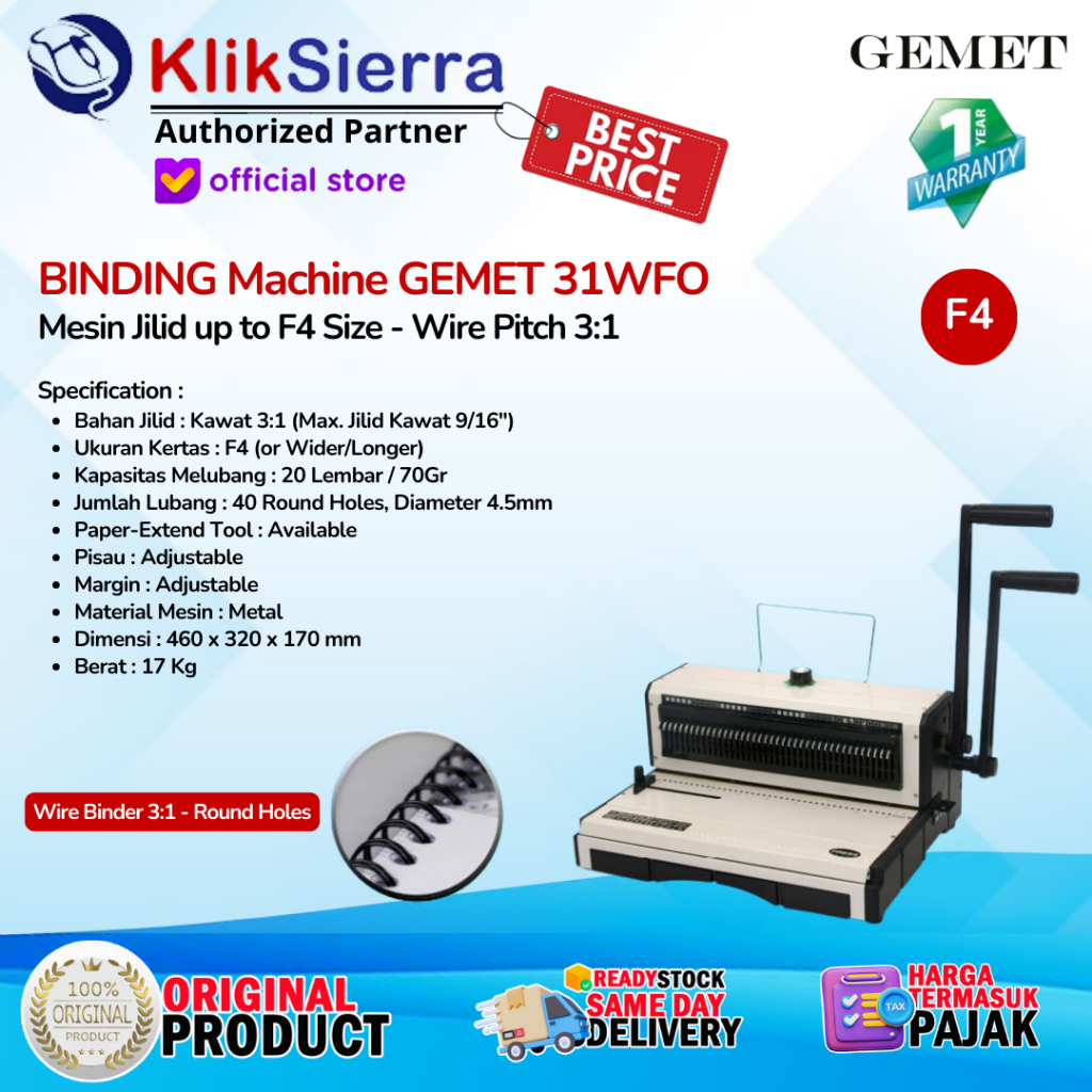 Jual Mesin Jilid F4 GEMET31WFO / 31WFO - Binding Machine Kawat Wire ...