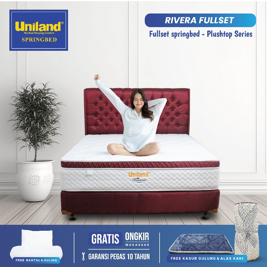 Jual Uniland Springbed Rivera Plushtop Spring Bed Full Set | Shopee ...