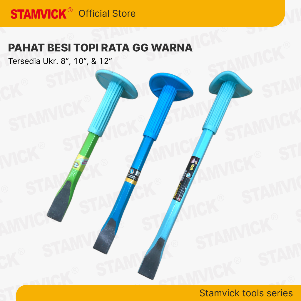 Jual Pahat Besi Topi Gagang Karet Stamvick Plat / Rata / Gepeng Ukuran ...