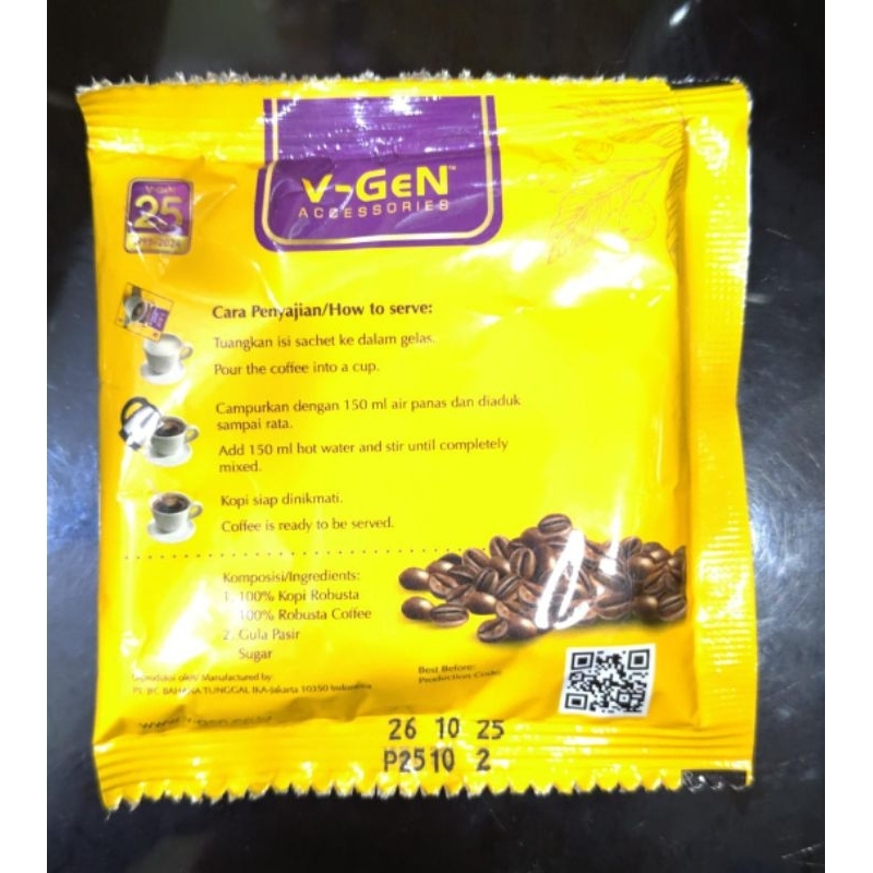 Jual KOPI V-GEN ROBUSTA Kopi Premium Special Mix Kopi+Gula 20GRAM ...