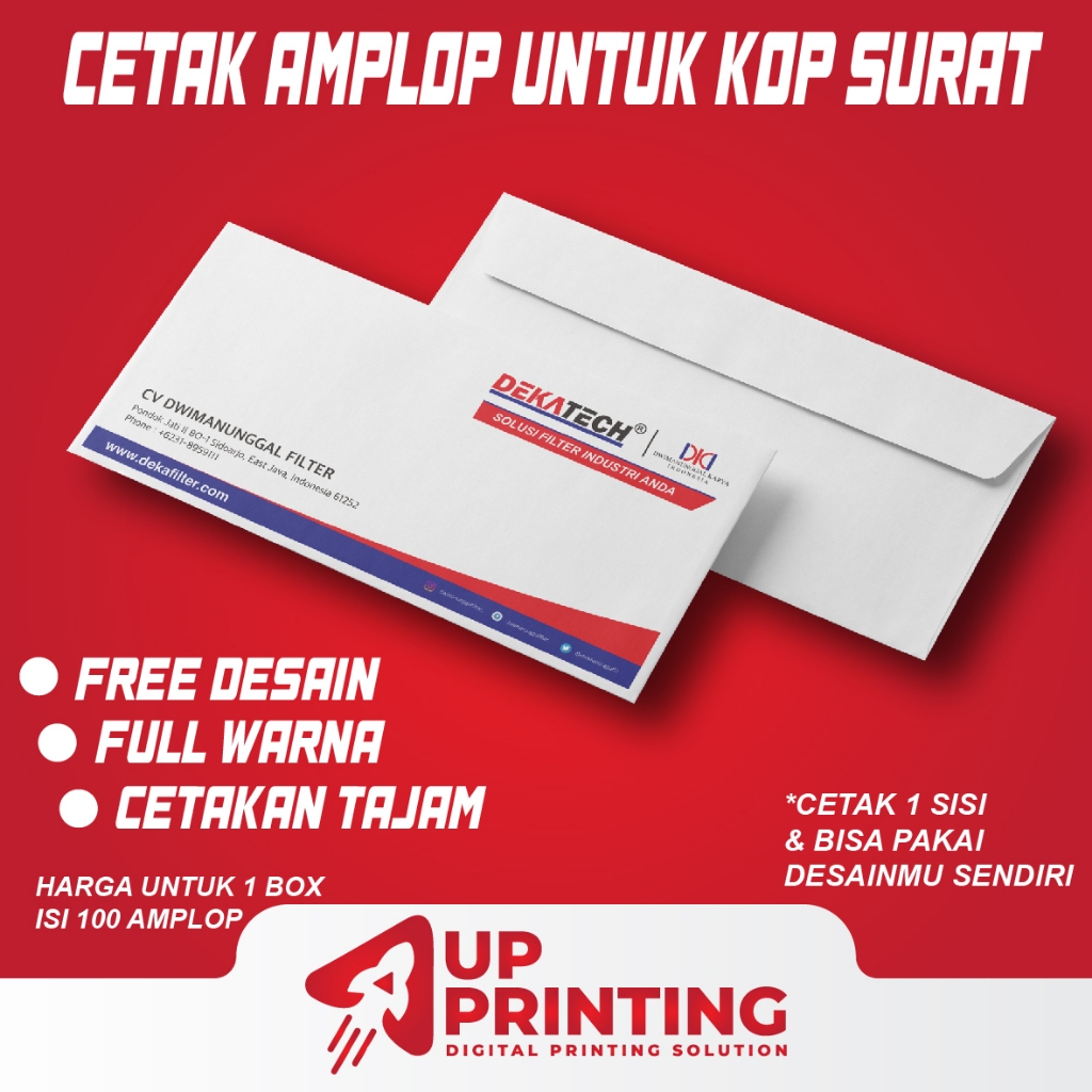 Jual CETAK AMPLOP ATAU KOP SURAT CUSTOM BESAR UKURAN 11 CM X 23 CM FREE DESAIN ISI 100 AMPLOP ...