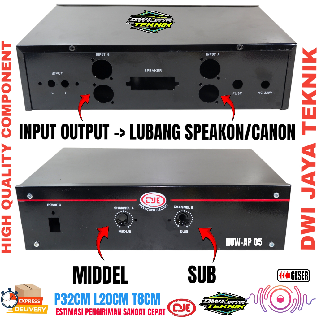 Jual BOX Amplifier DJE AP 05 Polos 2 Lubang Middel Subwoofer Output ...