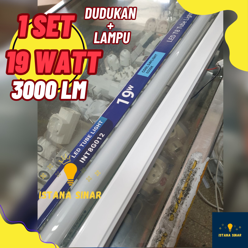 Jual Lampu TL LED 19 watt 3000 LUMENS T8 1 set Komplit 19 watt + Kap 120cm inlite In Lite ...