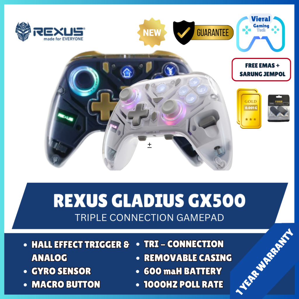Jual Rexus GX500 / GX-500 Gamepad Multiplatform Triple Connection ...