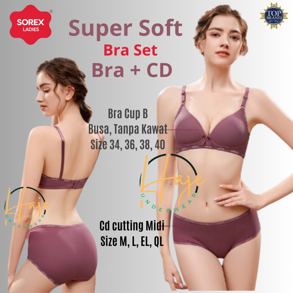 Jual SOREX Bra Set Super Soft Tanpa Kawat ( BRA + CD ) | Shopee Indonesia