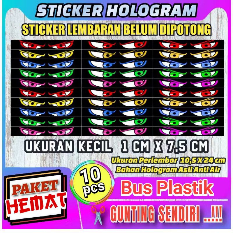 Jual Stiker mata miniatur bus plastik isi 10pcs bahan hologram anti air ...