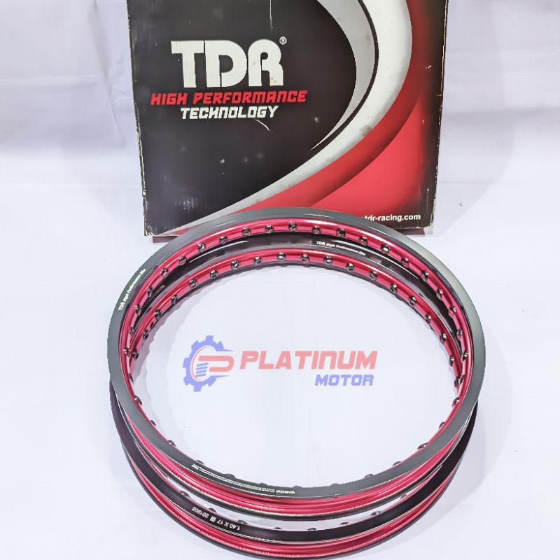 Jual velg TDR ring 17×140 fullset depan belakang BLACK/RED | Shopee ...