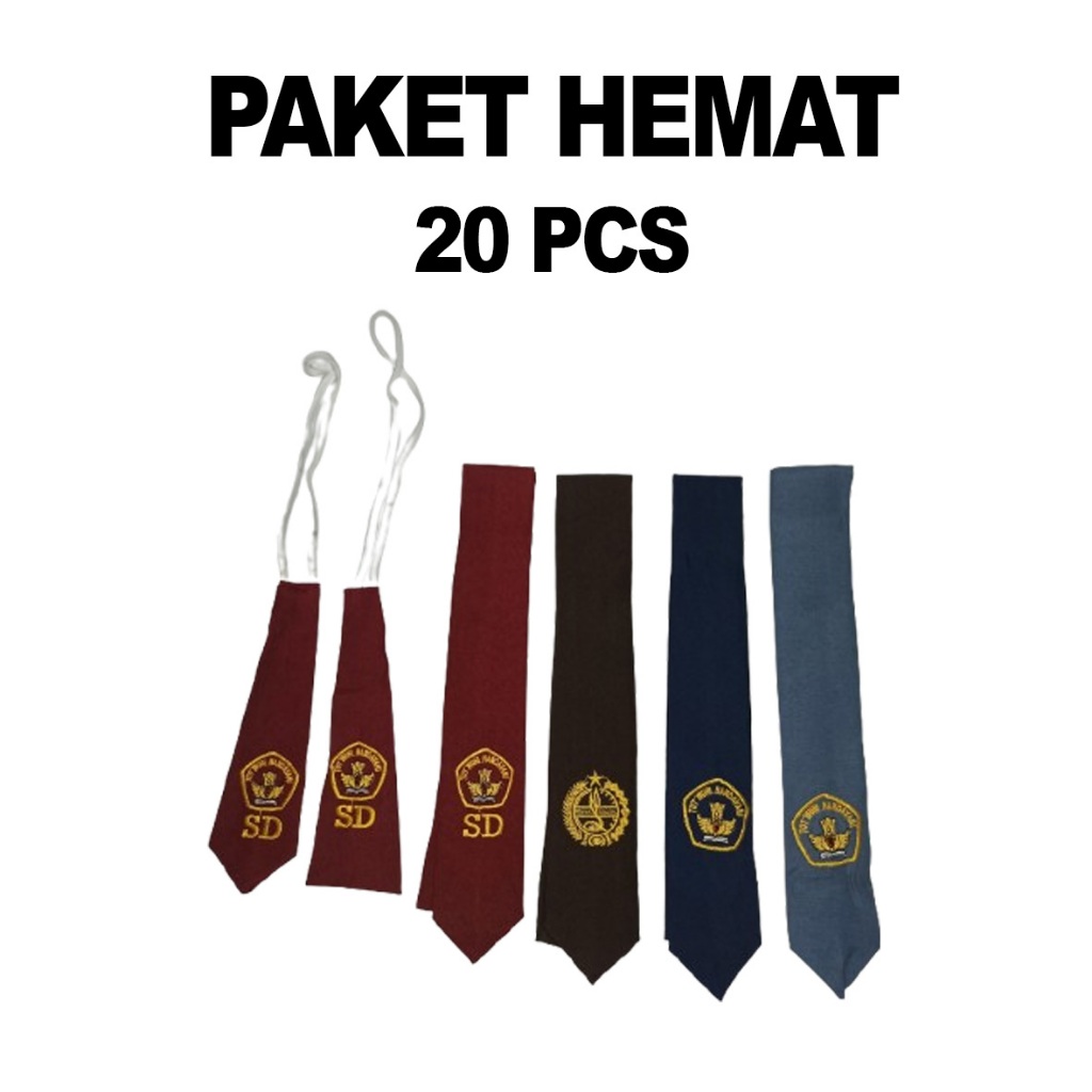 Jual Paket Hemat 20 Pcs Dasi Sekolah SD SMP SMA SMK Pramuka Putra Putri ...
