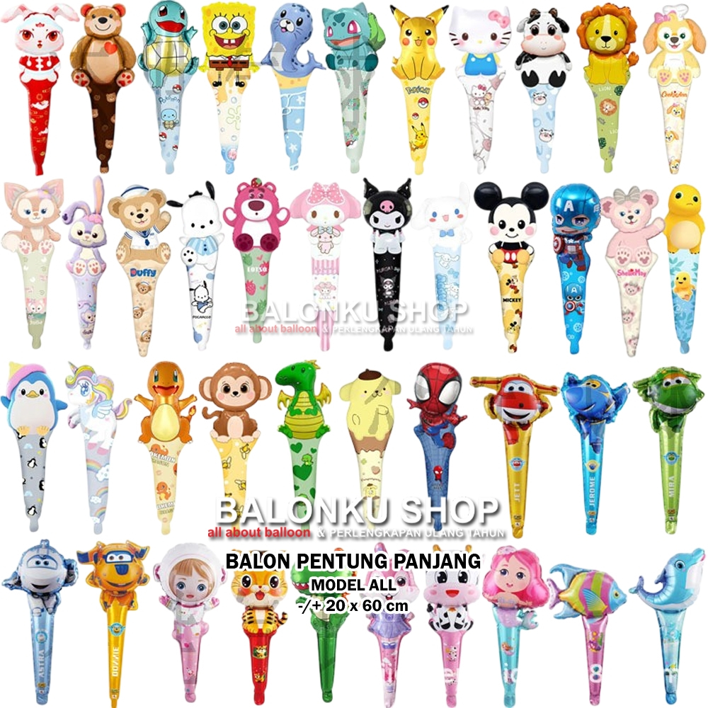 Jual Balon Tongkat Karakter / Balon Pentung Karakter / Balon Panjang ...