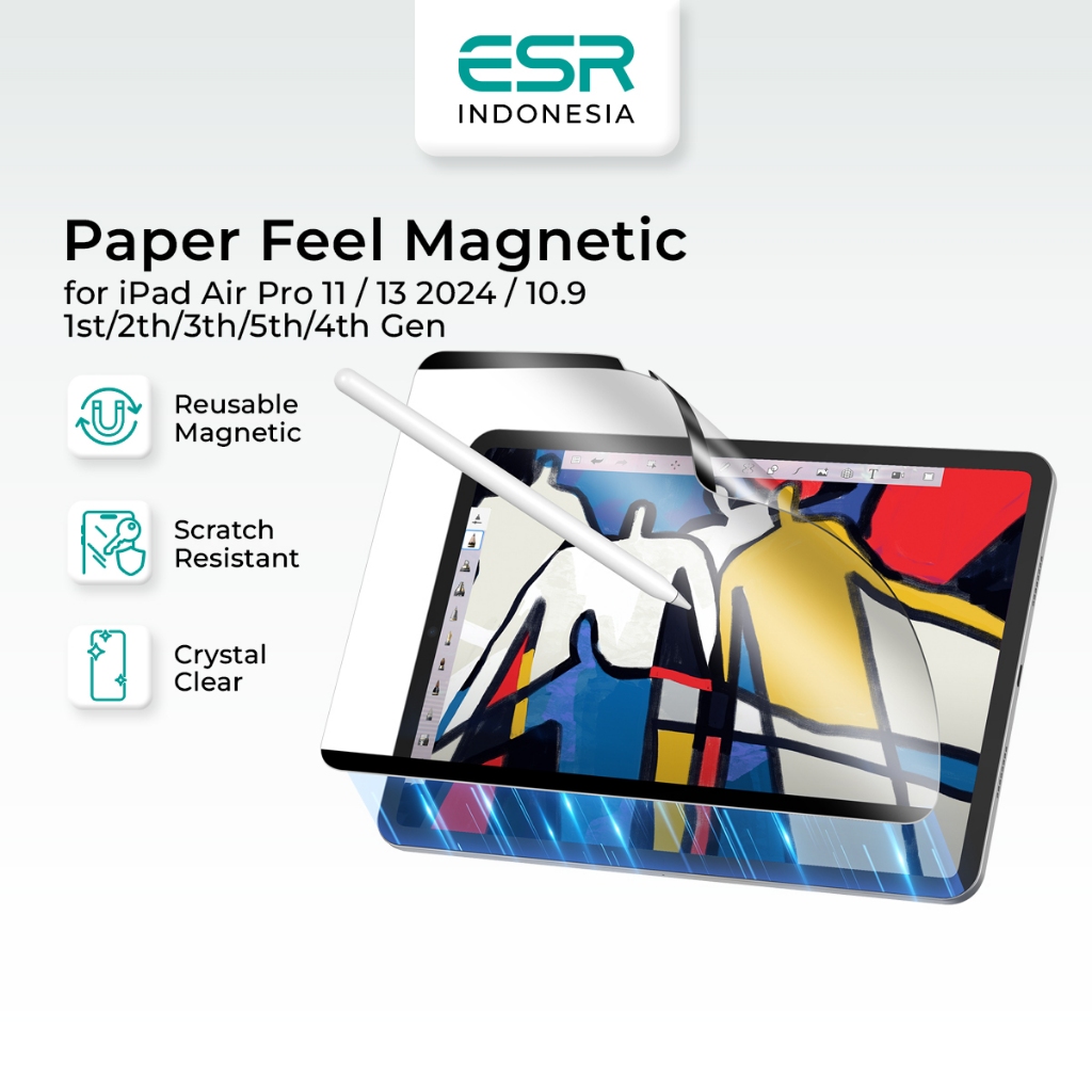 Jual ESR Paper Feel Magnetic Screen Protector iPad Air Pro 11 13 2024 ...
