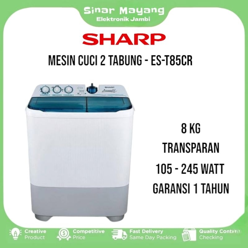 Jual Mesin Cuci SHARP ES-T85CR/ Mesin Cuci 2 Tabung Aquamagic/ Garansi ...