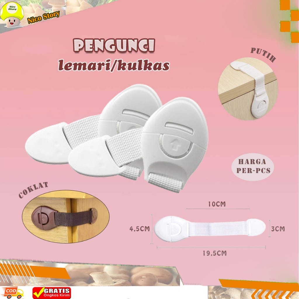 Jual (NCS) Pengaman Pengunci Lemari Laci Kulkas Drawer Safety Belt Lock ...