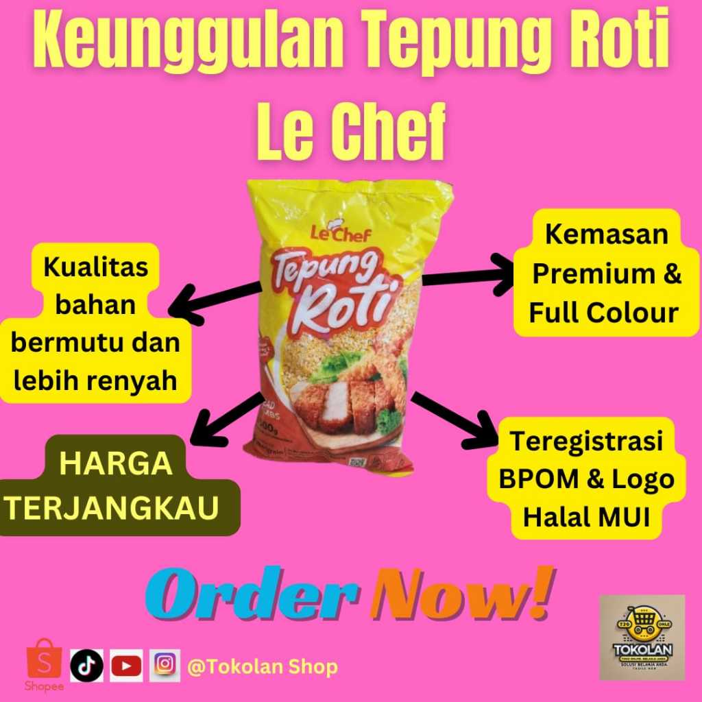 Jual Tepung Roti Premium Le Chef 500 gram | Shopee Indonesia