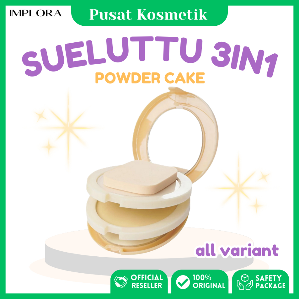 Jual IMPLORA SUELUTTU POWDER CAKE 3IN1 BEDAK WAJAH COMPACT POWDER ...