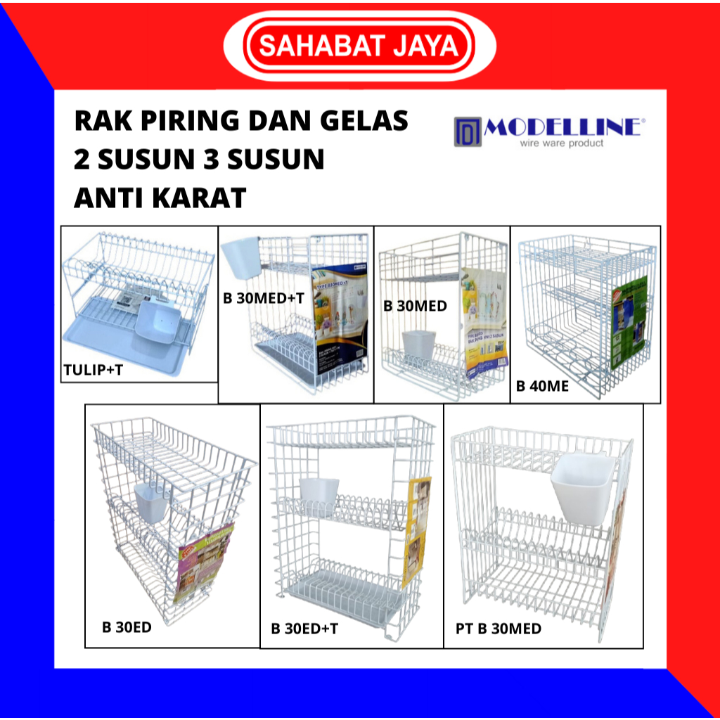 Jual RAK PIRING DAN GELAS 2 SUSUN 3 SUSUN ANTI KARAT MODELLINE | Shopee ...